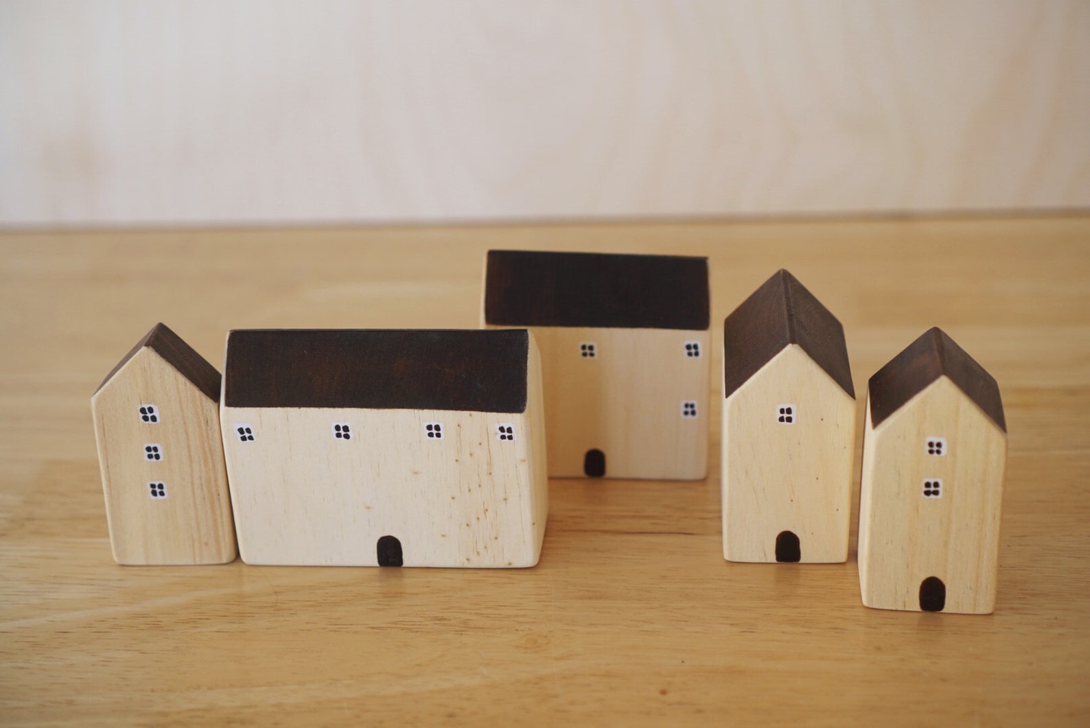 Natural Brown House Blocks, Wooden House Blocks Set [compact Size] - Etsy