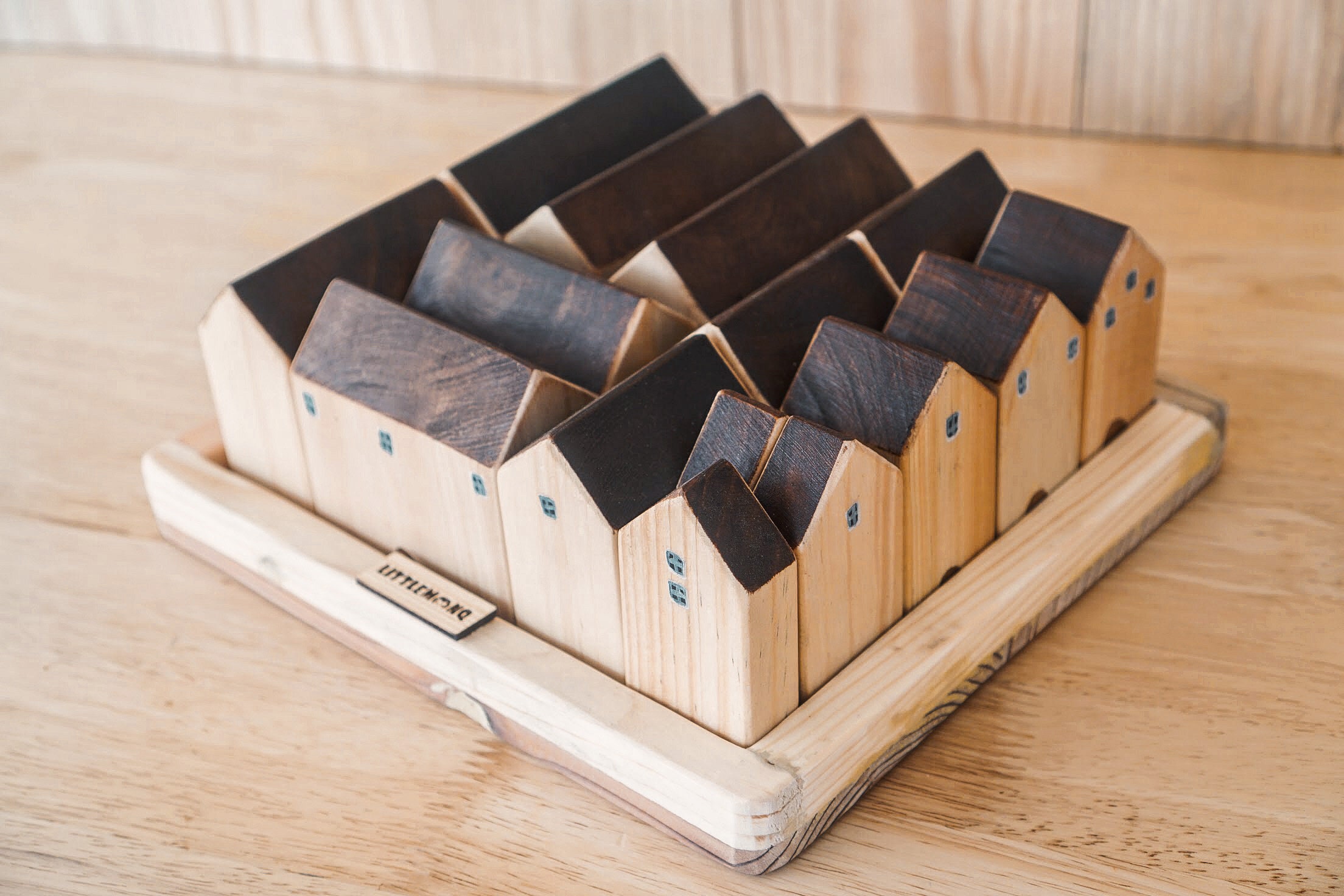 Natural Brown House Blocks, Wooden House Blocks Set - Etsy