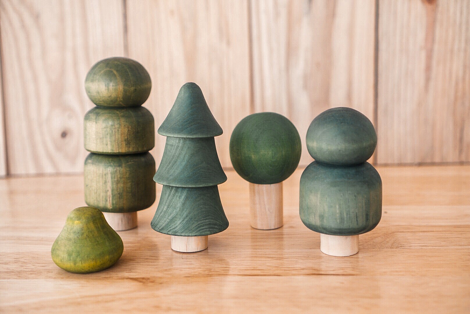 Wooden Forest Set Spring Color / Woodland Trees Set, 10 Pieces of ...