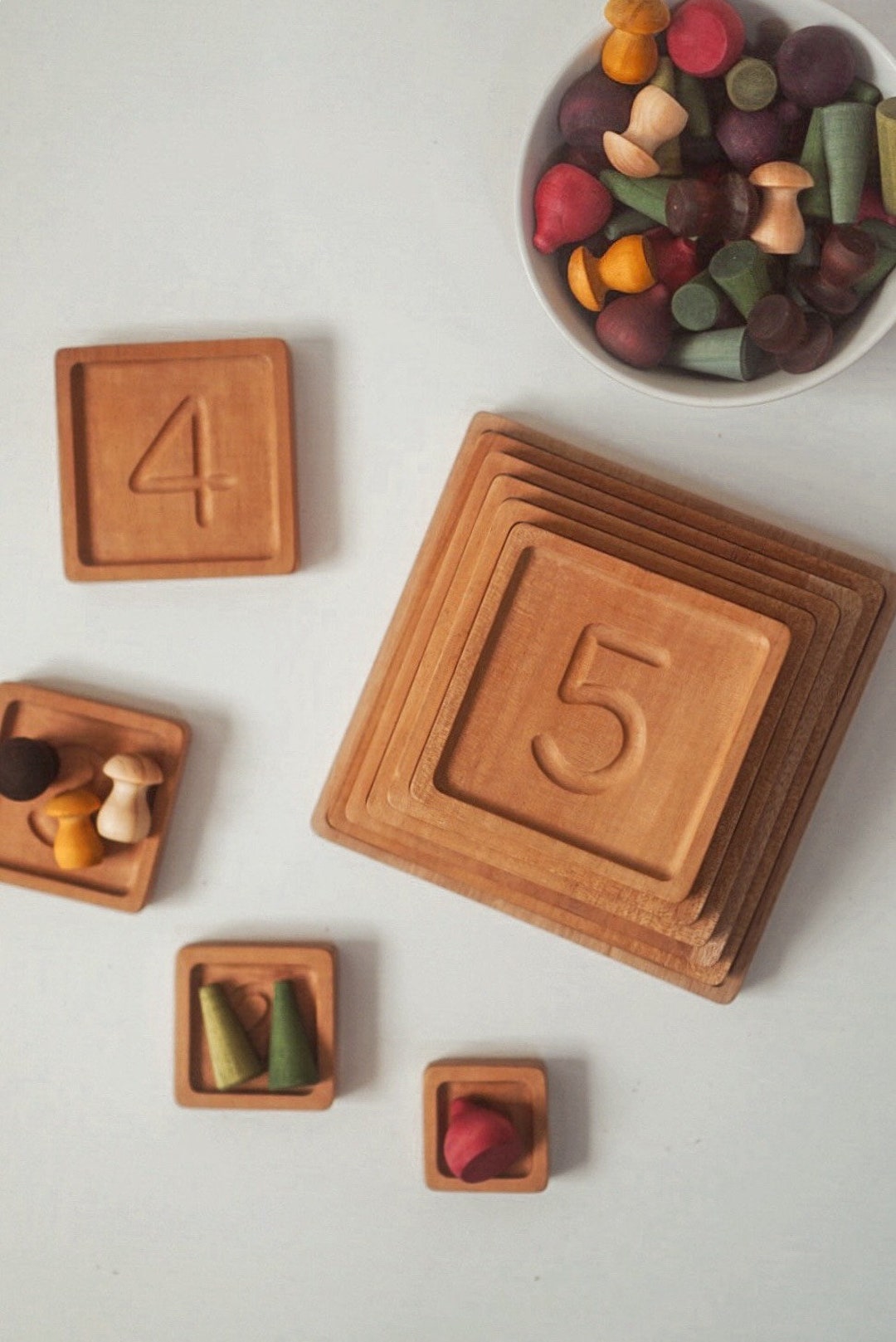 Wooden Pyramid Counting Trays - Etsy