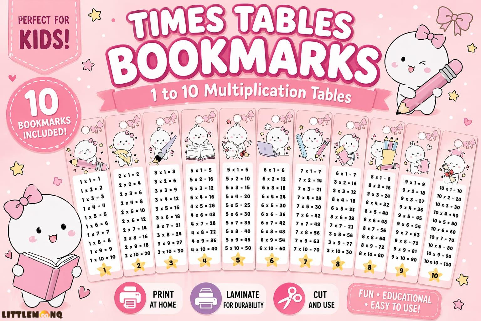 Cute Pink Multiplication Table | Printable Math Chart - Etsy