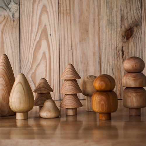 Wooden Forest Set Spring Color / Woodland Trees Set 10 Pieces - Etsy