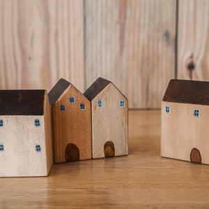 Natural Brown House Blocks, Wooden House Blocks Set - Etsy