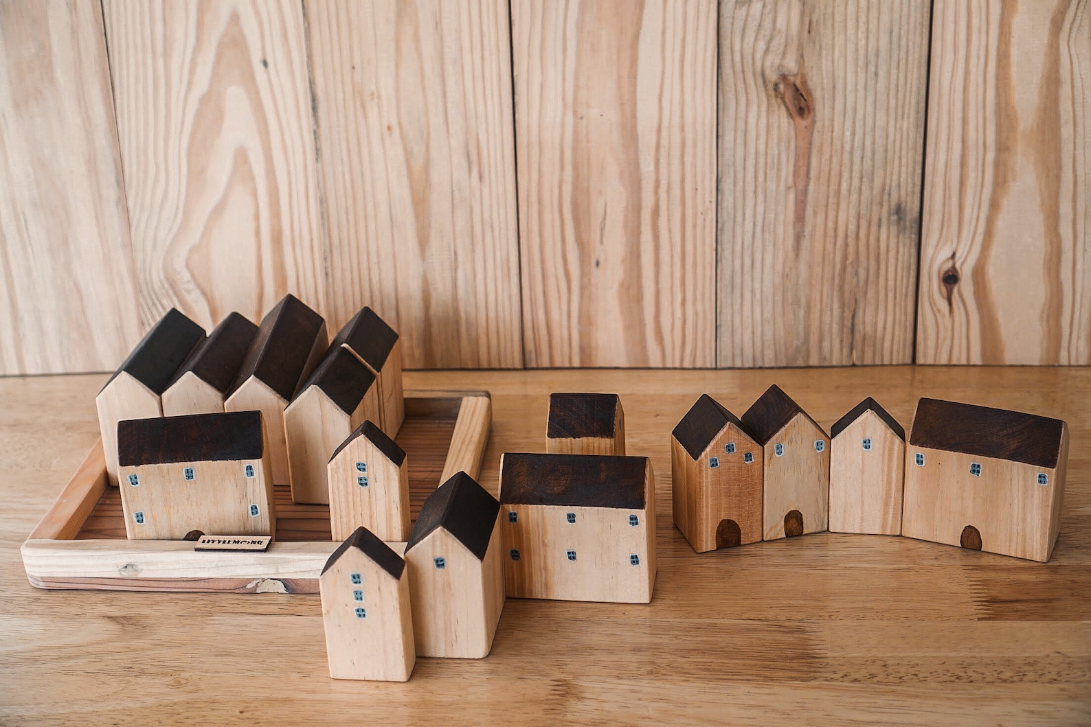 Natural Brown House Blocks, Wooden House Blocks Set - Etsy