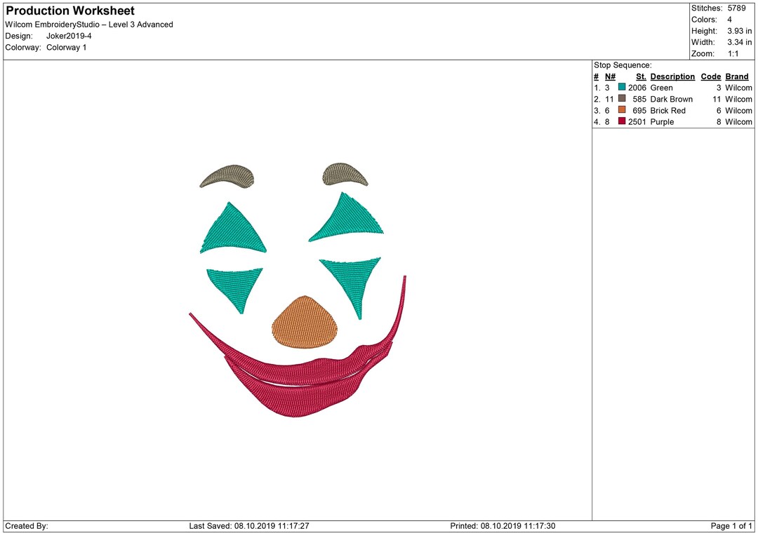 Joker Face Embroidery Design - Etsy