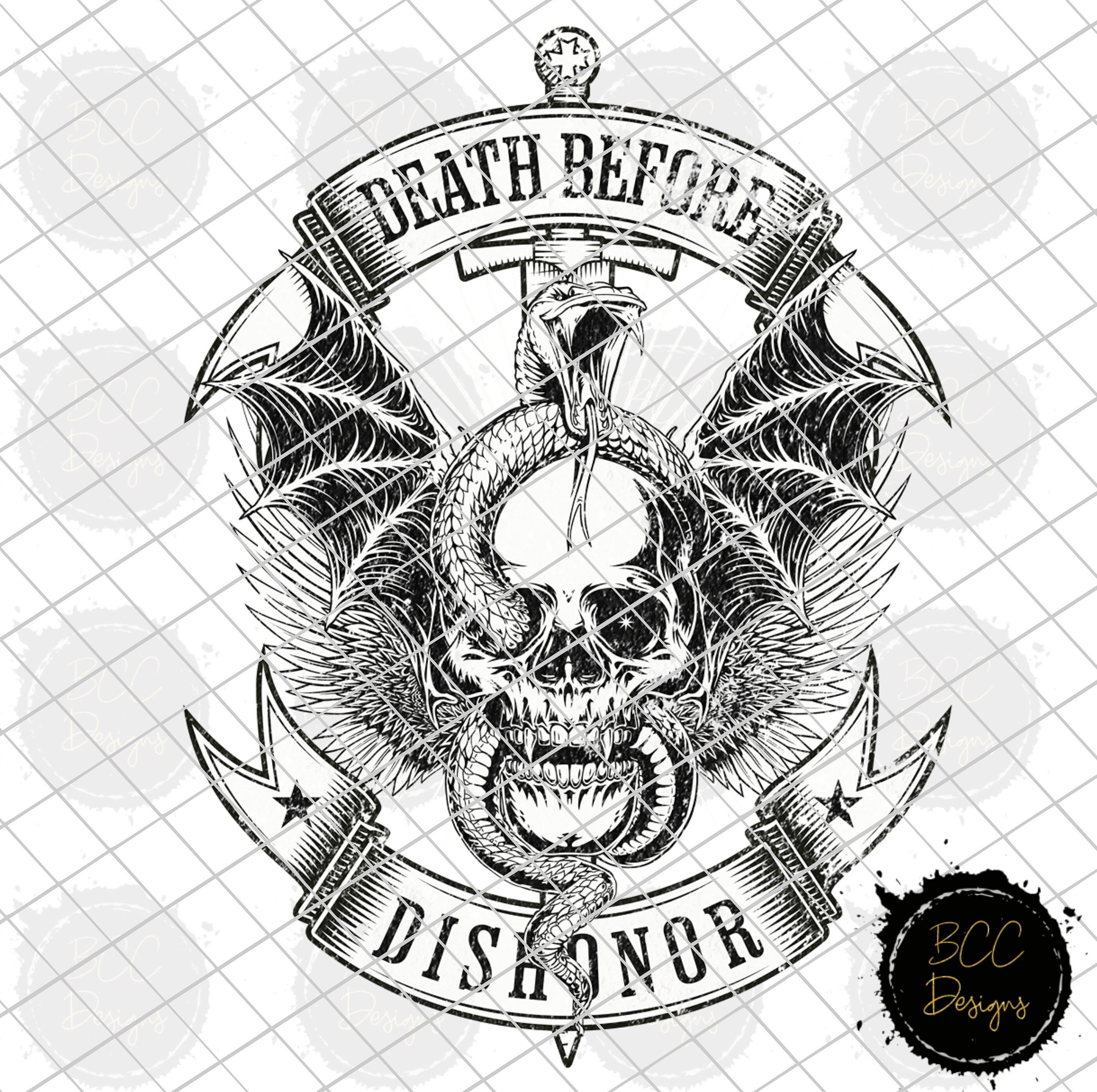 Death Before Dishonor Skull Tattoo Designs
