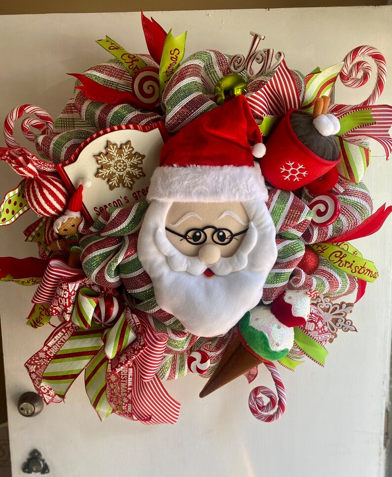 Mr and Mrs Claus Wreath Set, Santa Deco Mesh Wreath - Etsy