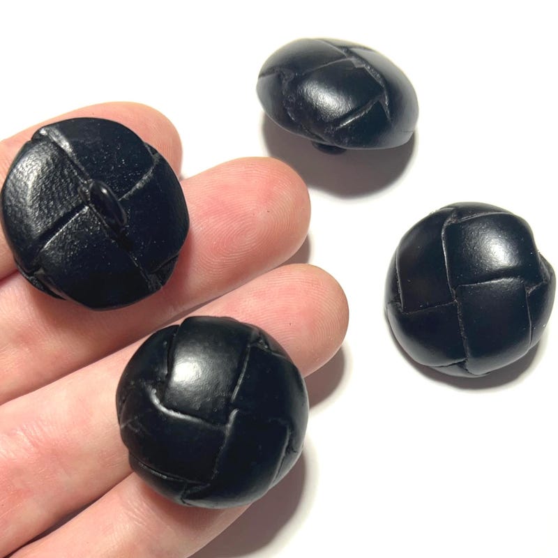 Black Leather Woven Button - Etsy