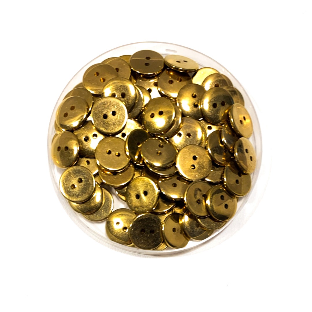 Set of 6-24 Shiny Gold Metal 15 Mm Coated Buttons - 5/8" | 24L ...