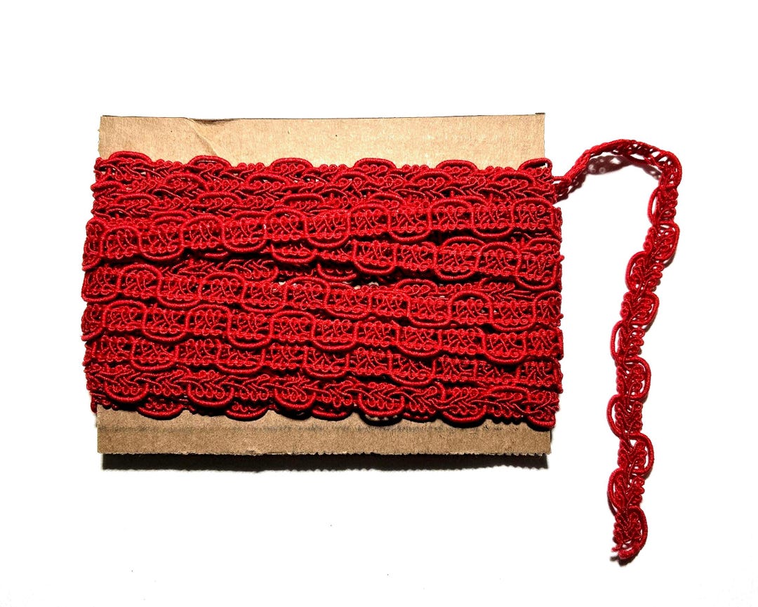 5.5 YDS Vivid RED Formal Gimp Chain Trim: 1/2" Wide Guipure Loop Lace ...