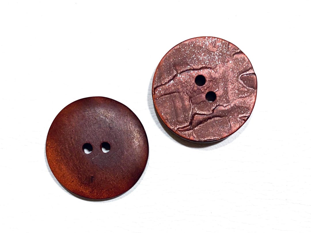 25mm Faux Wood Shimmer Coat Buttons: 1" Maroon/brown Vintage 70s Button ...