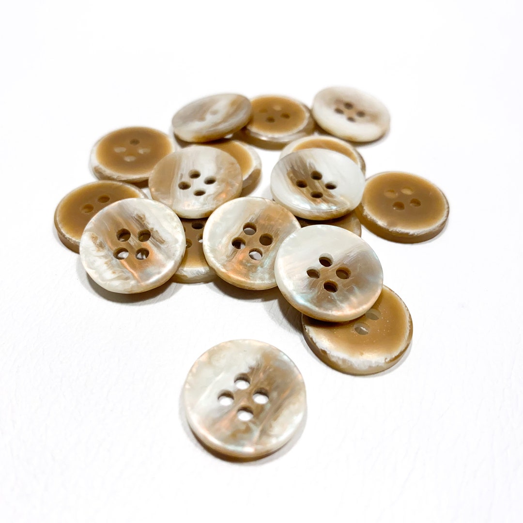 15mm Pearly Tan Matte Buttons: 5/8" Vintage Resin Swirl Shirt Button ...