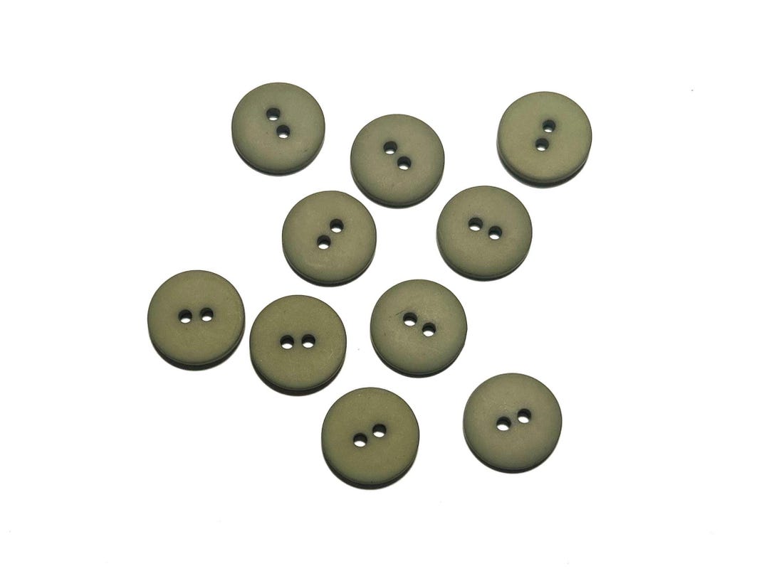 15mm Matte OLIVE Buttons: 5/8" Army Green Vintage 60s Deadstock Buttons ...
