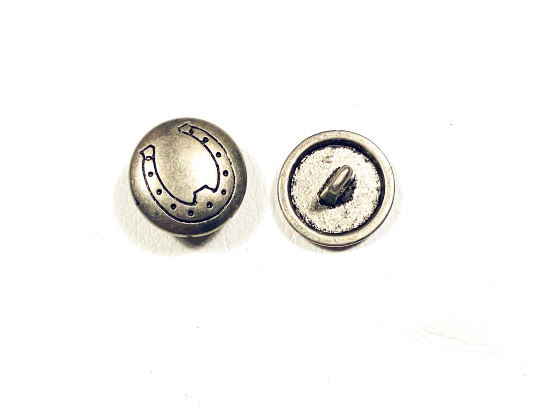 15mm Horseshoe Cast Metal Buttons: 5/8" Southwest Silver Shank Vintage ...