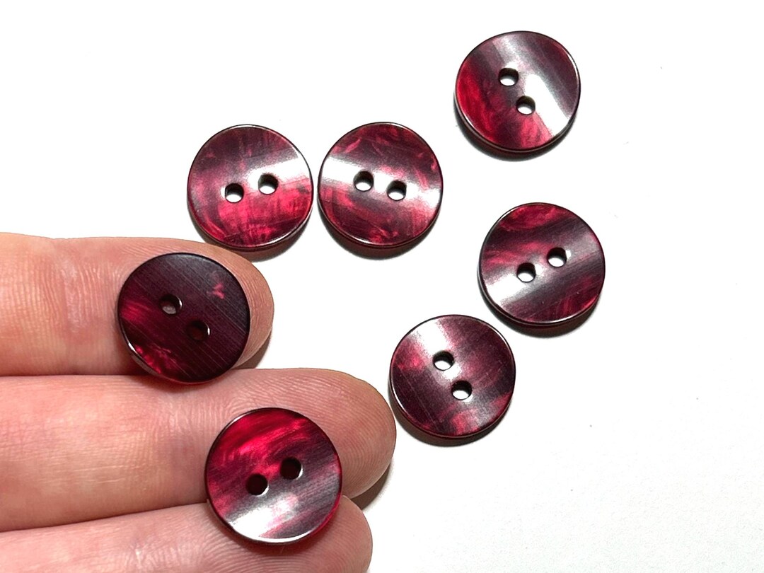 15mm WINE RED Buttons: 5/8" Lustrous Marble Shimmer Vintage 60s Buttons ...