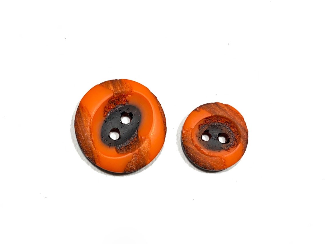 Set of 6 Orange & Black Thick Textured - Multi Size Set (2x) 13/16" (4x ...
