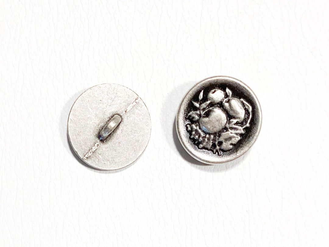 19mm Fruit Motif Solid Cast Metal Button: 3/4" Silver Shank Back ...