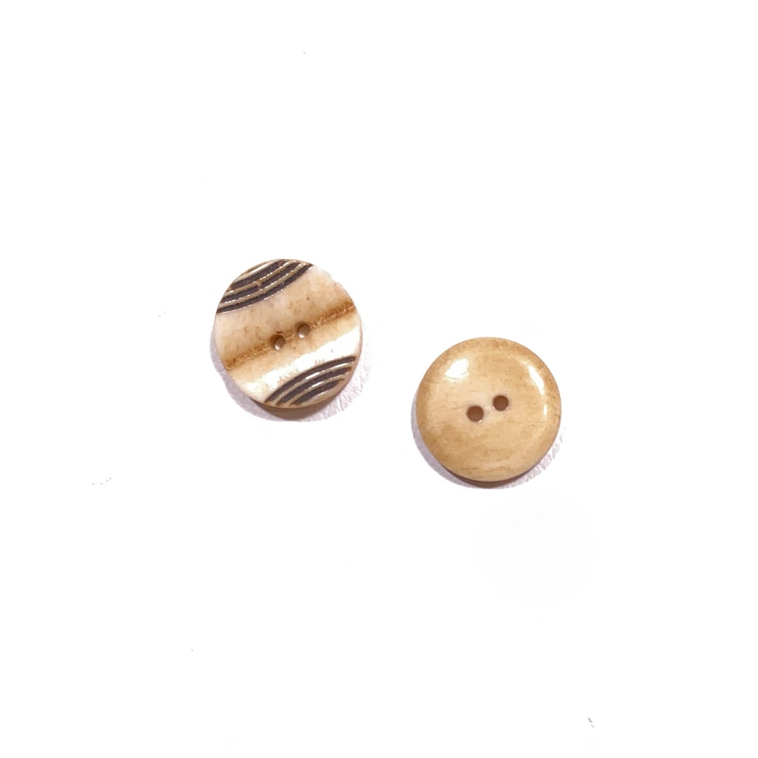 Set of 4-24 Polished Carved Wood Buttons - 5/8" - 1/8" Thick - Nice ...