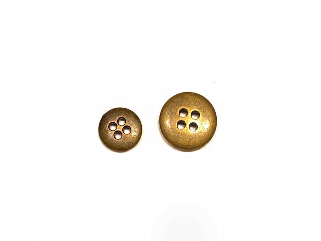 Set of 4-24 SMALL Solid Brass Cast Metal 4-hole Buttons - 7/16" or 9/16 ...