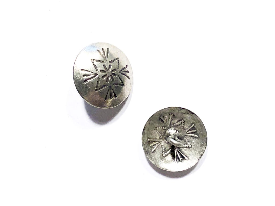 19mm Stamped Concho Buttons: 3/4" Vintage 70s Silver Metal Southwest ...