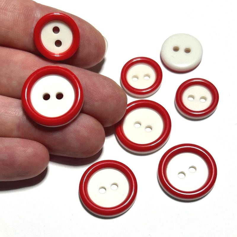 Red White Vintage Buttons - Etsy