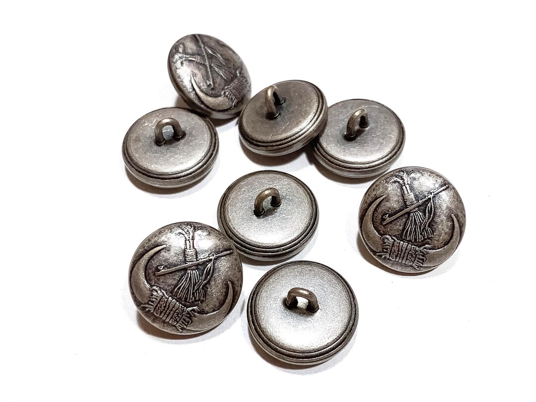 19mm Medicine Man Buttons: 3/4" Peace Pipe Tribal Symbols Vintage Metal ...