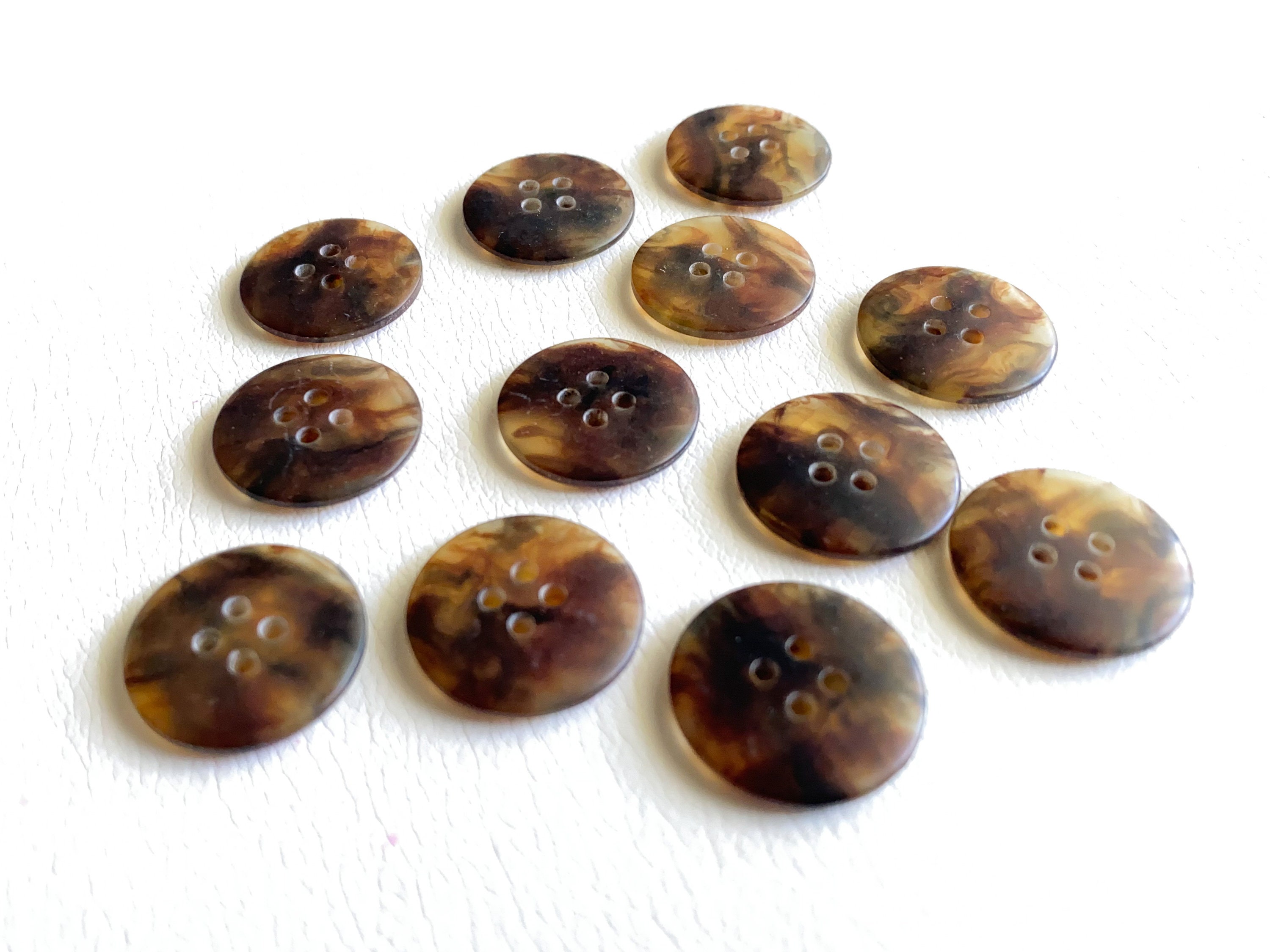 21mm Brown Tortoise Shell Resin Swirl Button: 13/16" Vintage Coat ...