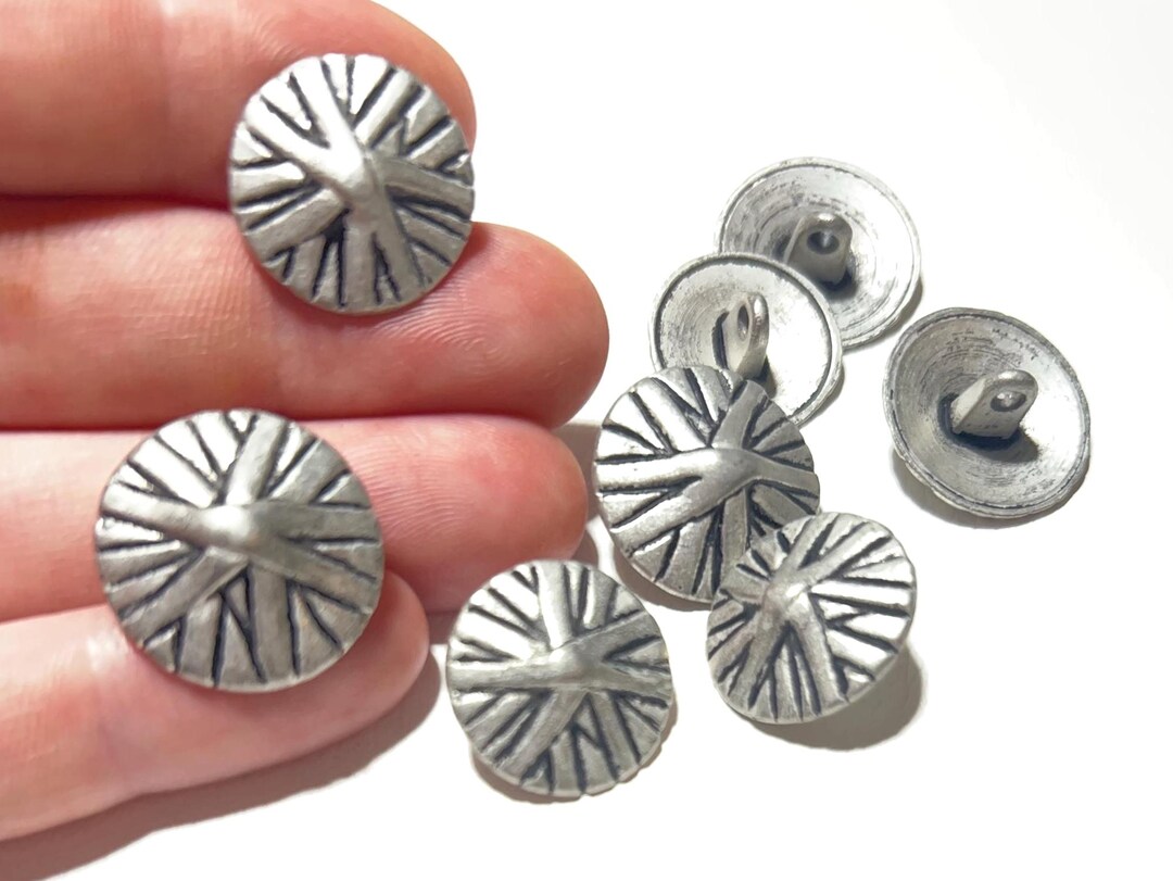 Set of 2-24 Straw Hat Cast Metal Buttons - 2 SIZES: 11/16" (28L) 13/16 ...