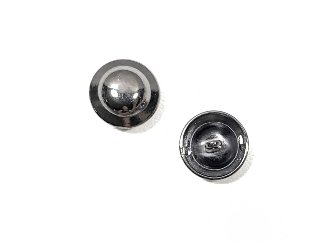 Set of 2-24 CHROME Silver Metal Shank Button 3/4 19mm Round Dome Shank ...