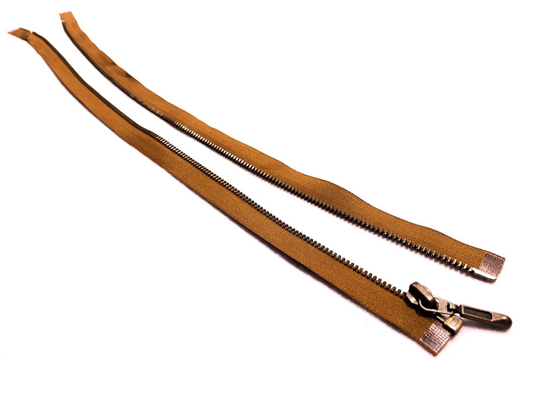 19" Separating Zipper: Vintage 70s Brown/brass Hardware | Deadstock ...