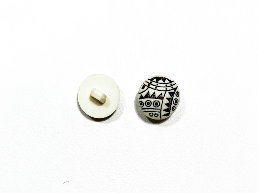 Set of 2-24 Graphic Artsy Buttons - 5/8" | 15mm - Black & White Doodle ...