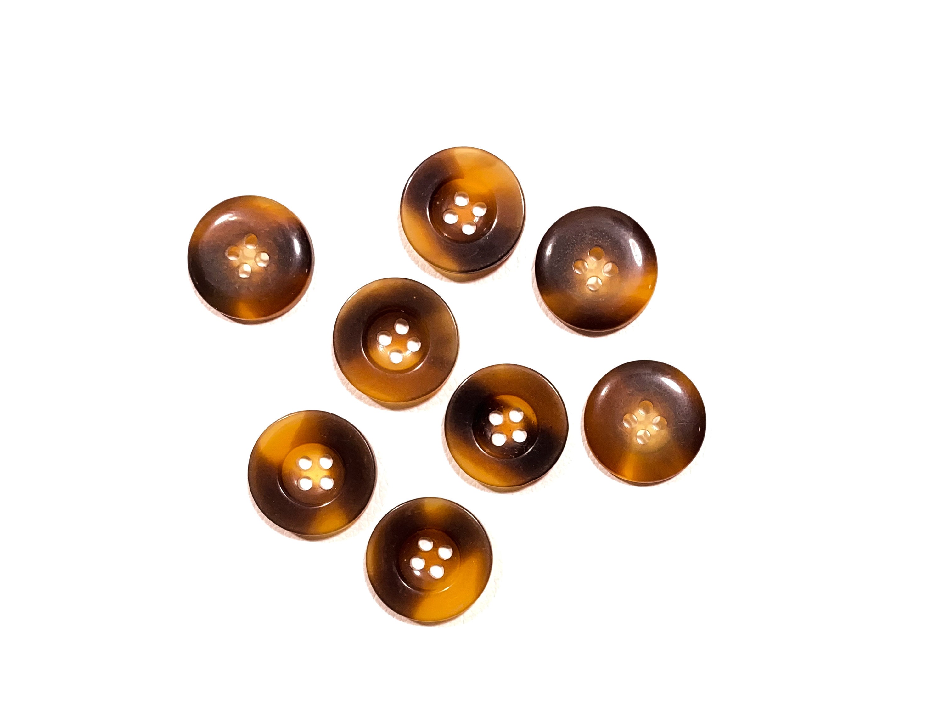 20mm Tortoise Shell Buttons: 13/16" Glossy Faux Horn Vintage 60s Resin ...