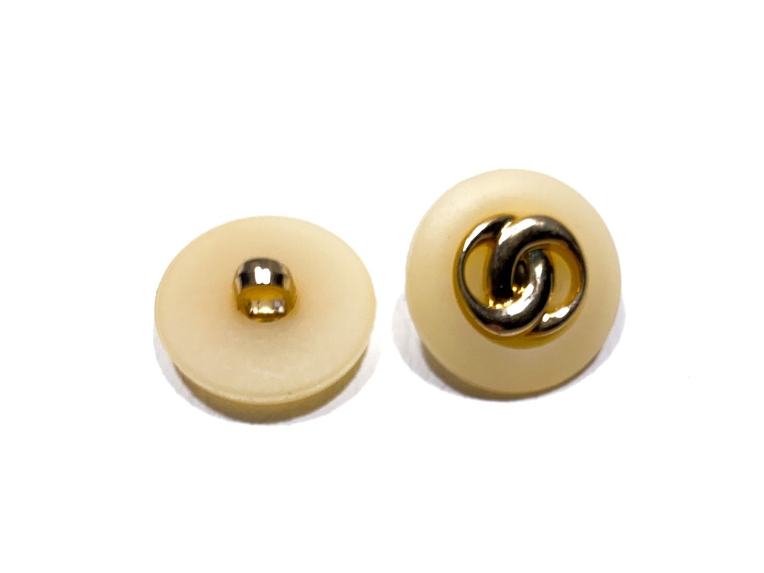 Set of 4-24 Vintage 3/4" Resin Buttons Cream & Gold Chain Loop Glam ...