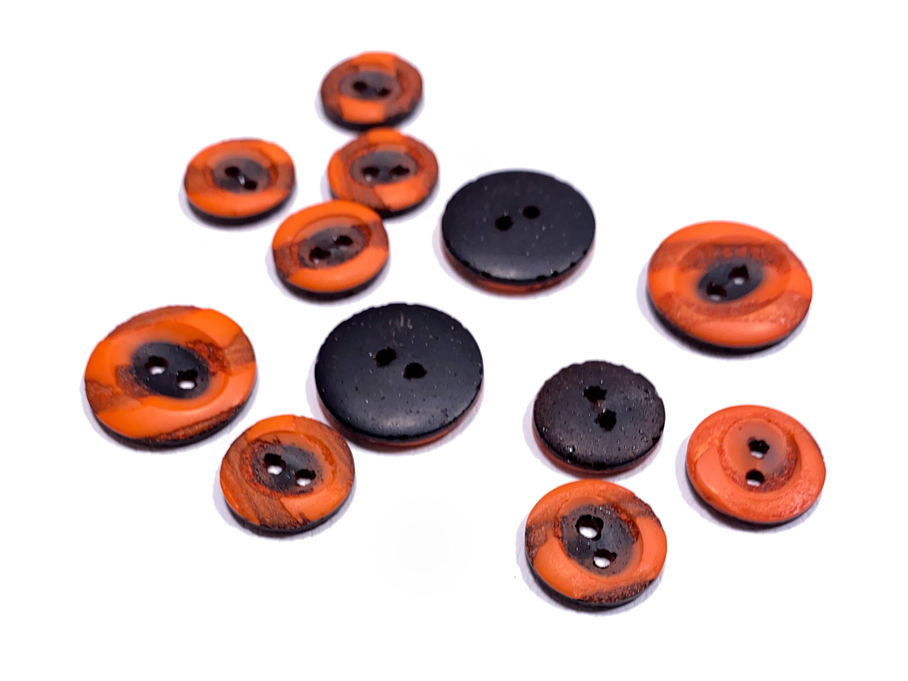Set of 6 Orange & Black Thick Textured - Multi Size Set (2x) 13/16" (4x ...