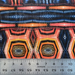 Psychedelic Sheer Pongee - Neon Tribal - Chiffon - Black / Blue ...