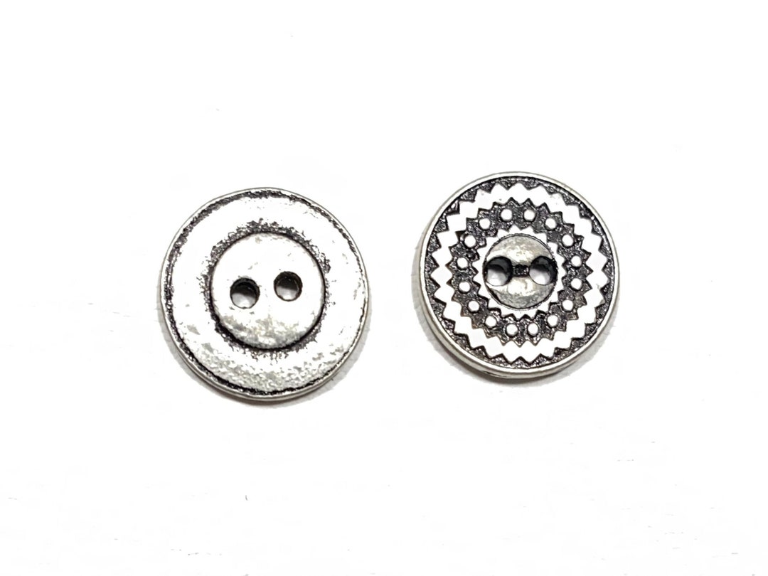 Set of 7 Silver Sunburst Cast Metal Button - 3/4" | 19 Mm - 2-hole ...