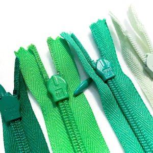 Lot of 8 Invisible Zippers - 7-9" Multi Color / Variety Pack - GREEN ...