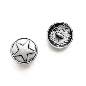 Set of 2-50 Silver Star Buttons - 13/16" | 20mm | 32L - Antique Silver ...