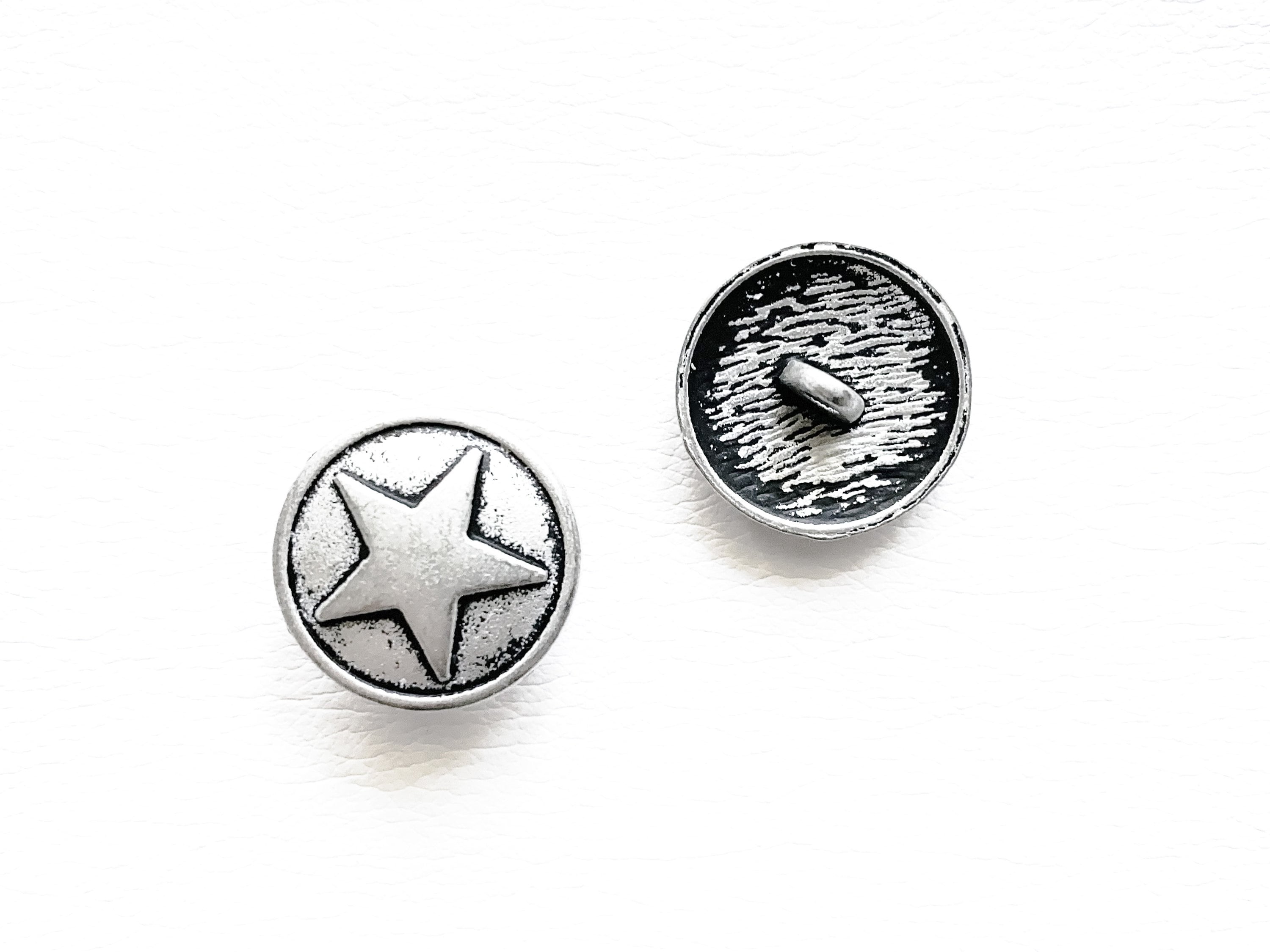 Juego de 2-50 botones Silver Star 13/16 / 20mm / 32L Antique Silver ...