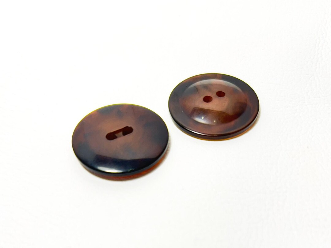 Set of 2 Large 1" Glassy Acrylic Resin AMBER Tortoise Shell Button ...