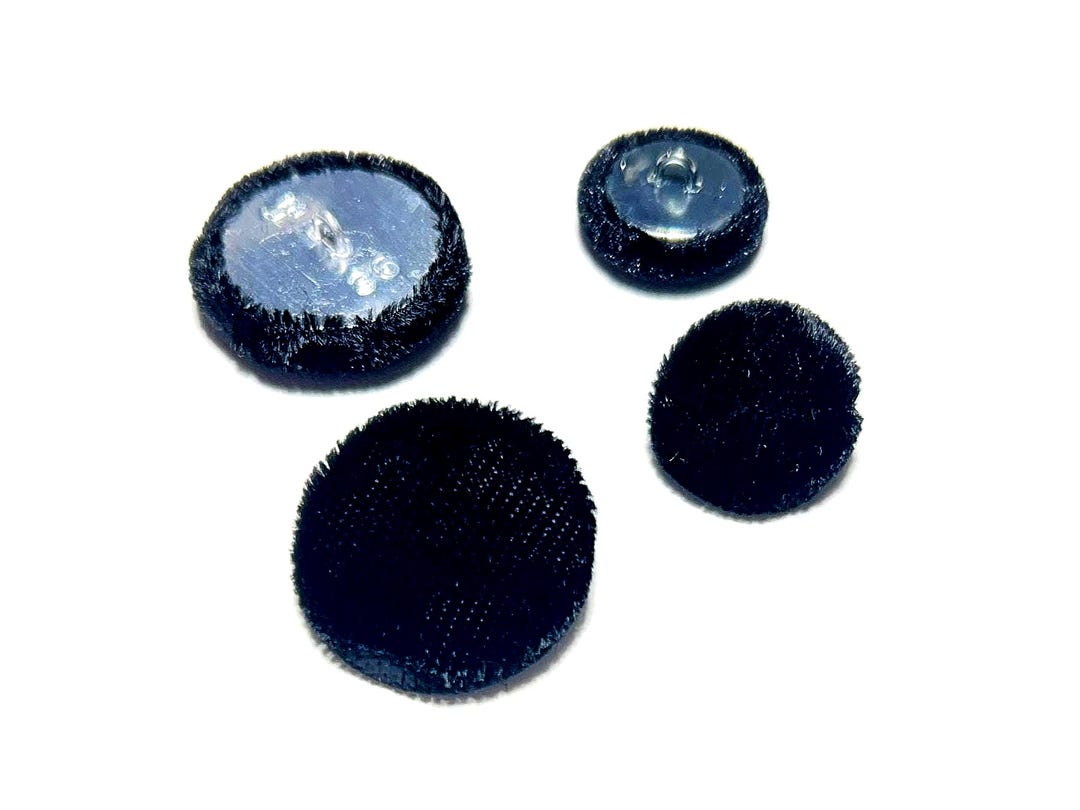 15mm | 24mm Black VELVET Buttons: 5/8" | 15/16" Vintage 60s Fabric ...