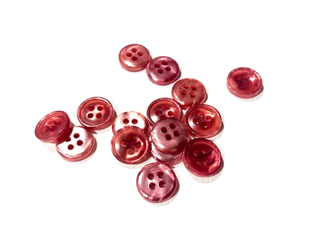 10.5mm Dark Pink Buttons: 7/16" Vintage 60s Marble/luster Buttons (set ...