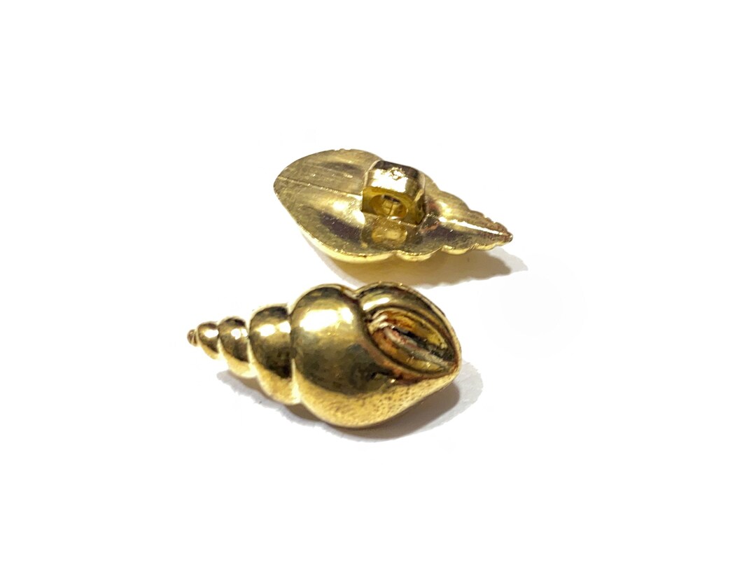 23mm Gold Seashell Shank Toggle Buttons: 7/8" Metal-coated Vintage 80s ...