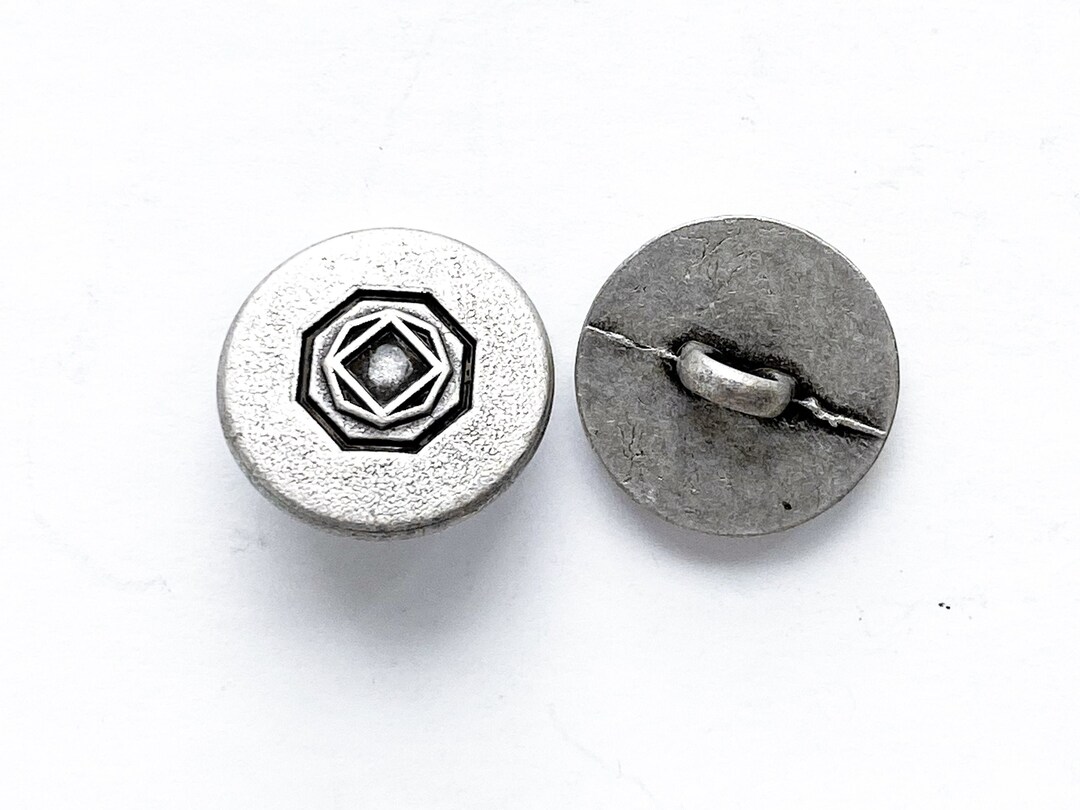 15mm Cast Metal Buttons: 5/8" Geometric Art Deco Vintage Shank Buttons ...