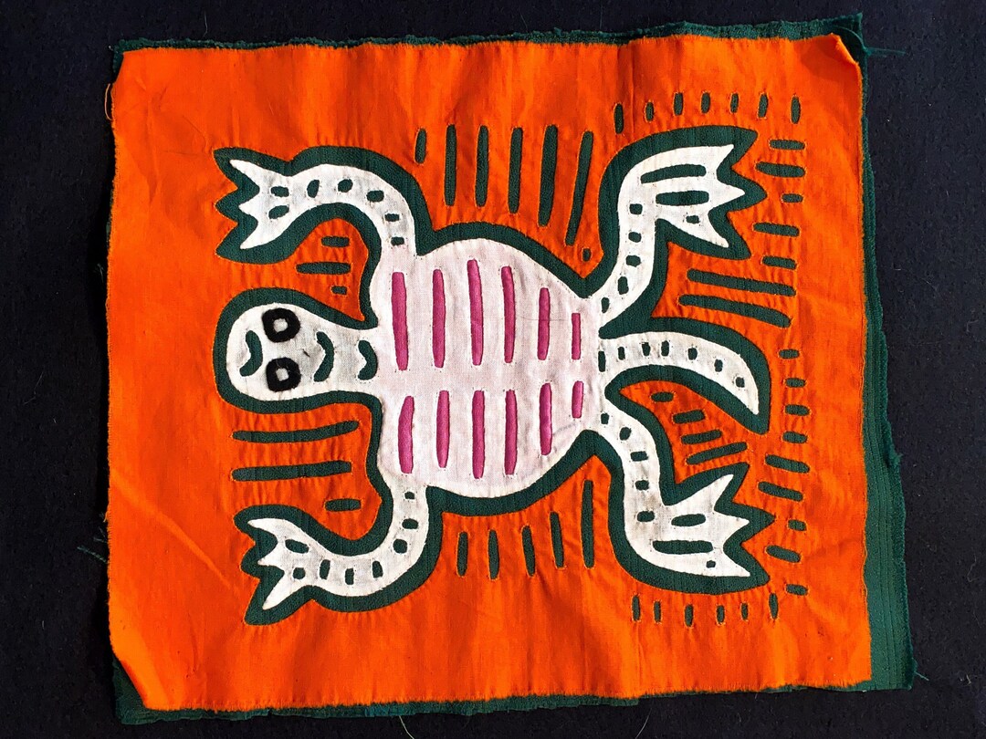 KUNA MOLA Turtle Figure 10" (25cm) - Handmade Applique Quilted Panel ...