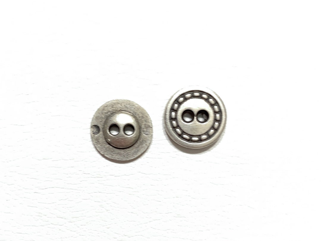 Set of 4-24 SMALL Metal Silver Buttons - 5/8" SIZE ONLY - Solid Cast ...