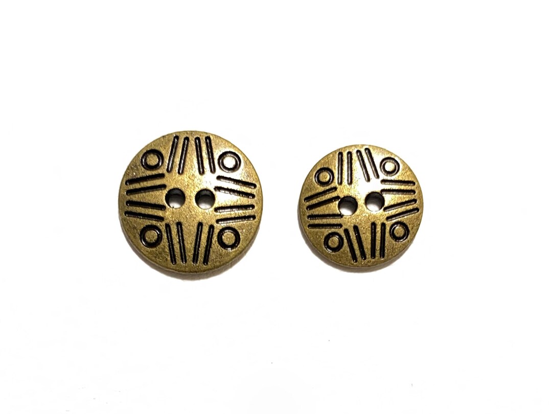 Set of 2-12 Cast Metal Buttons - 2 Sizes: 11/16" (18mm) & 5/8" (15mm ...
