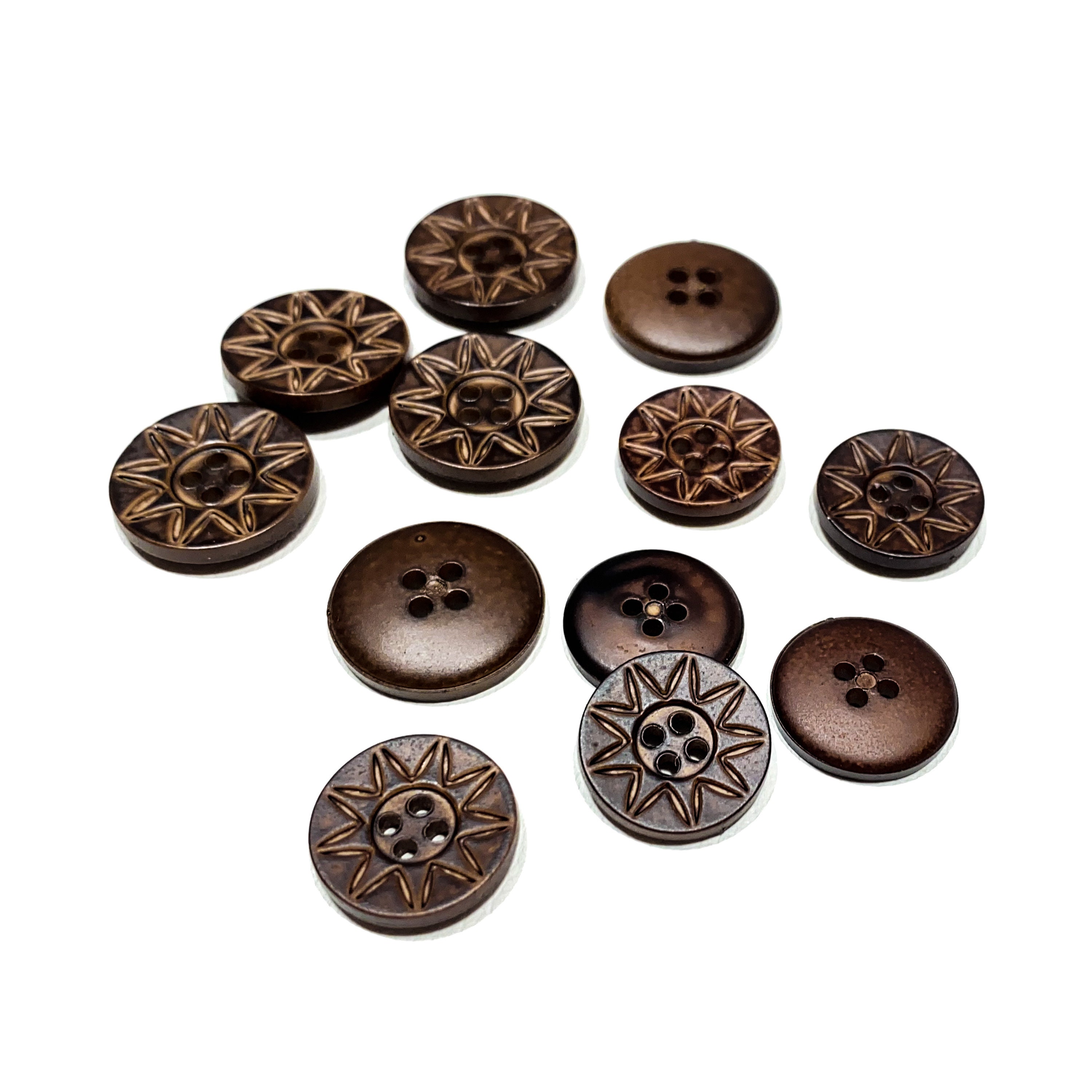Set of 12 Tooled Leather-look Buttons Multi-size Set 6x - Etsy