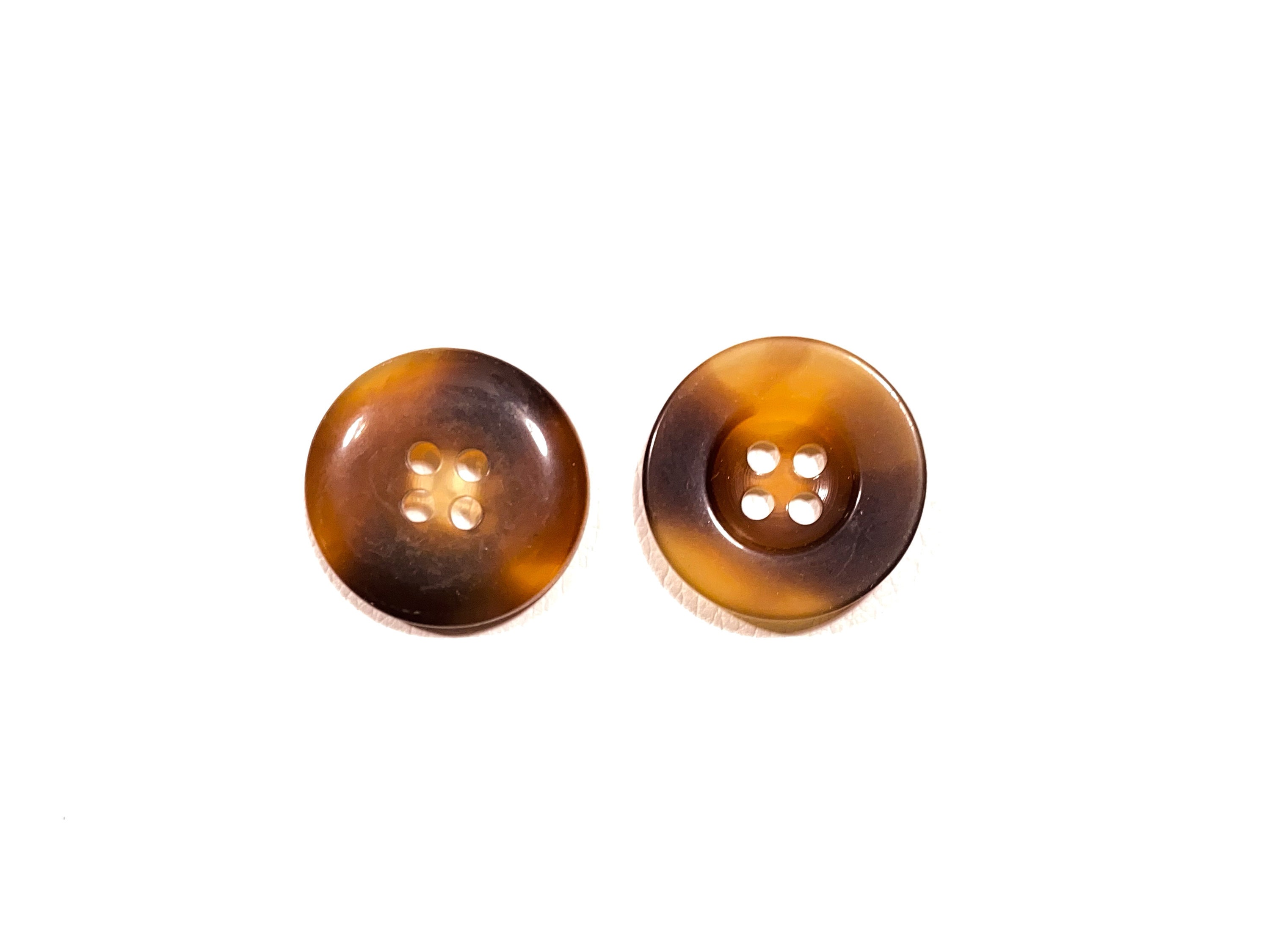 20mm Tortoise Shell Buttons: 13/16" Glossy Faux Horn Vintage 60s Resin ...
