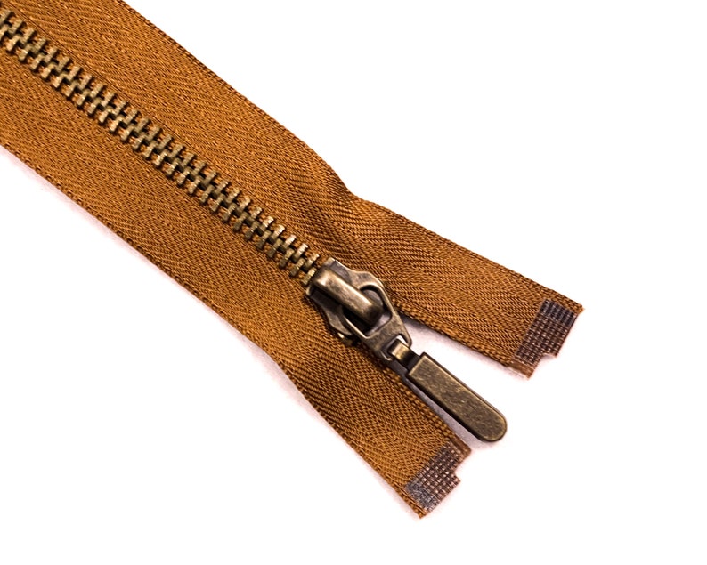 19" Separating Zipper: Vintage 70s Brown/brass Hardware | Deadstock ...
